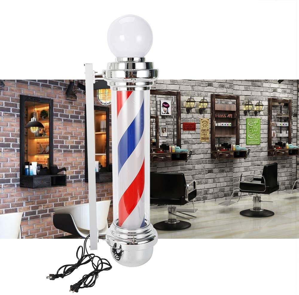 Fichiouy Barber Pole 32" LED Light Red White Blue Lamp Rotating Stripes ...