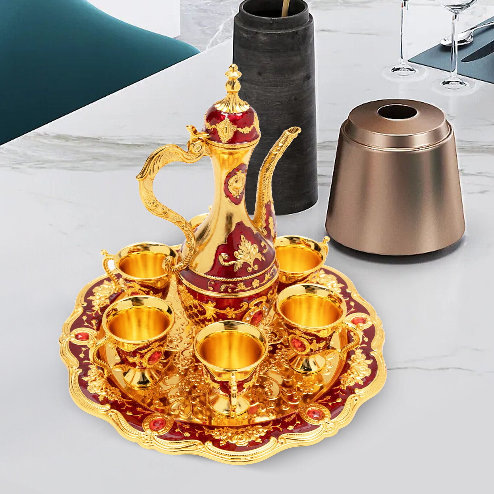 Fichiouy Chinese Palace Tea Set with 6 Luxury Coffee Cups& Craft Tea ...