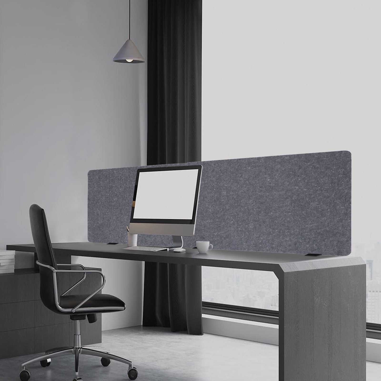 Fichiouy Clamp-on 60" x 24" Privacy Panel Sound Absorbing Cubicle Desk ...
