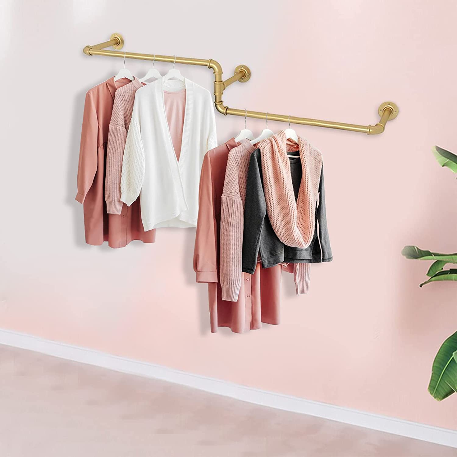 Fichiouy Clothes Display Stand Wall Mounted Garment Rack Industrial ...