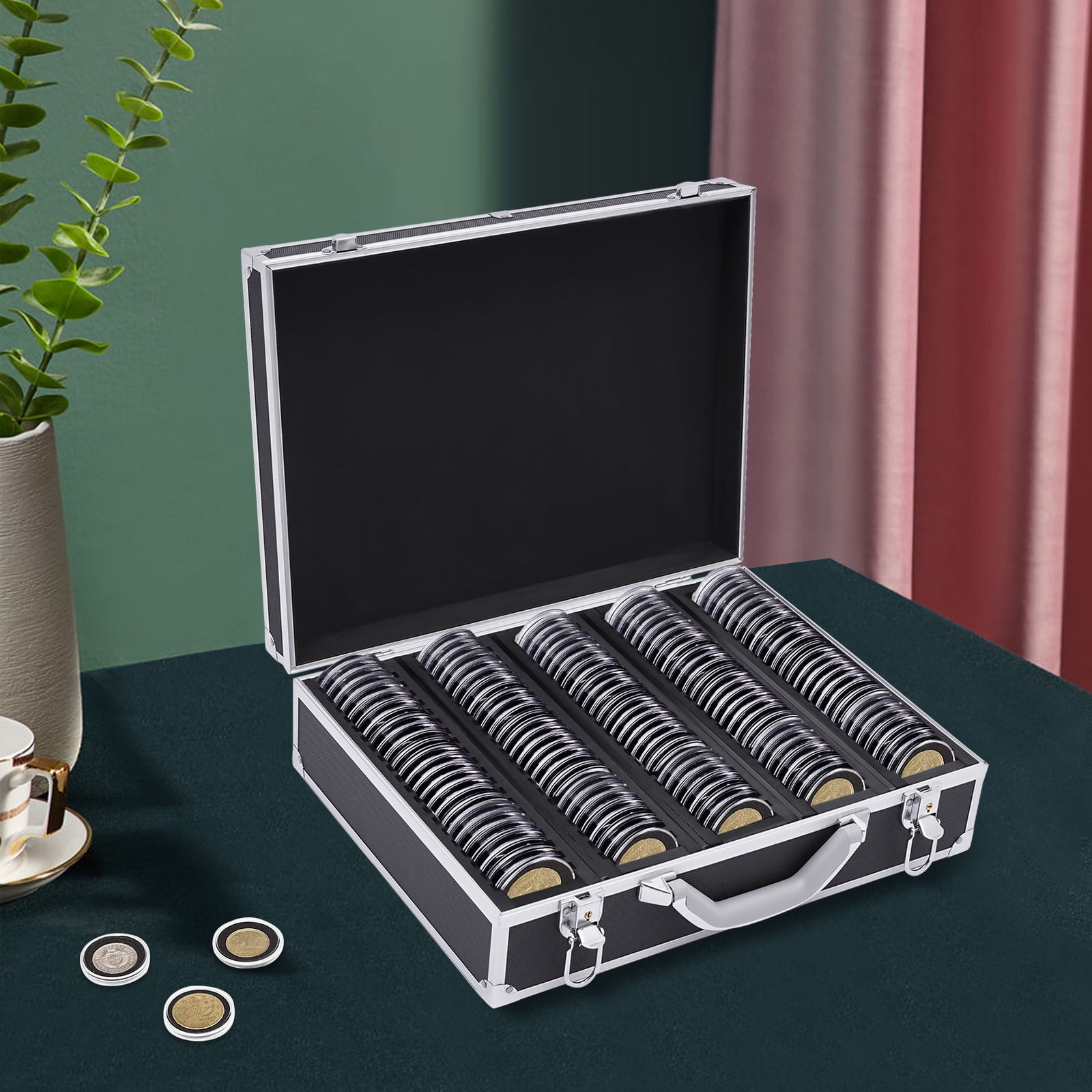 Fichiouy Coin Storage Box 100 Graded Aluminum Coin Slab Case PCGS NGC ...