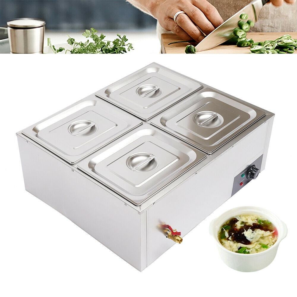 Fichiouy Commercial Food Warmer 4 Pans Buffet Steam Table Steamer ...