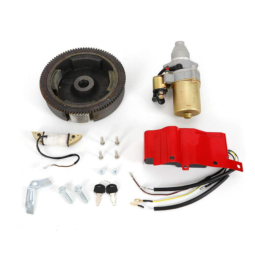 Fichiouy Electric Start Kit Flywheel Starter Motor Ignition Switch for ...