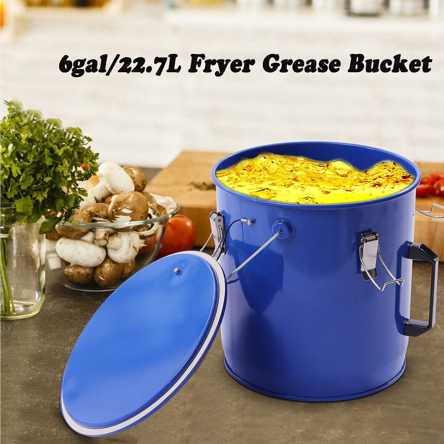 Fichiouy Fryer Grease Bucket 6 Gal Oil Disposal Caddy Oil Transport ...
