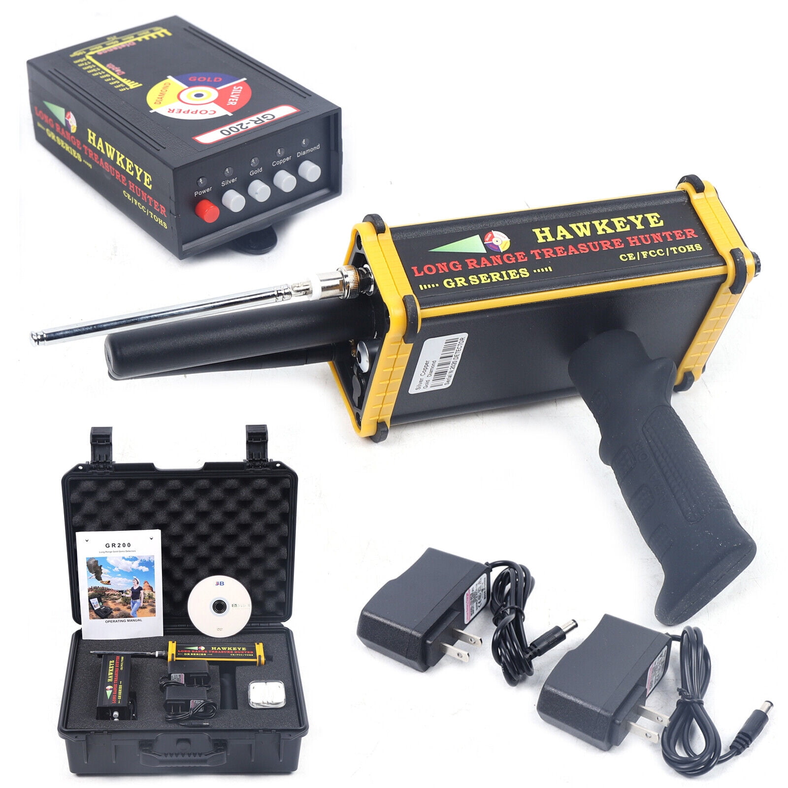 Fichiouy GR-200 Professional Gold Digger Metal Detector High Accuracy 2 ...