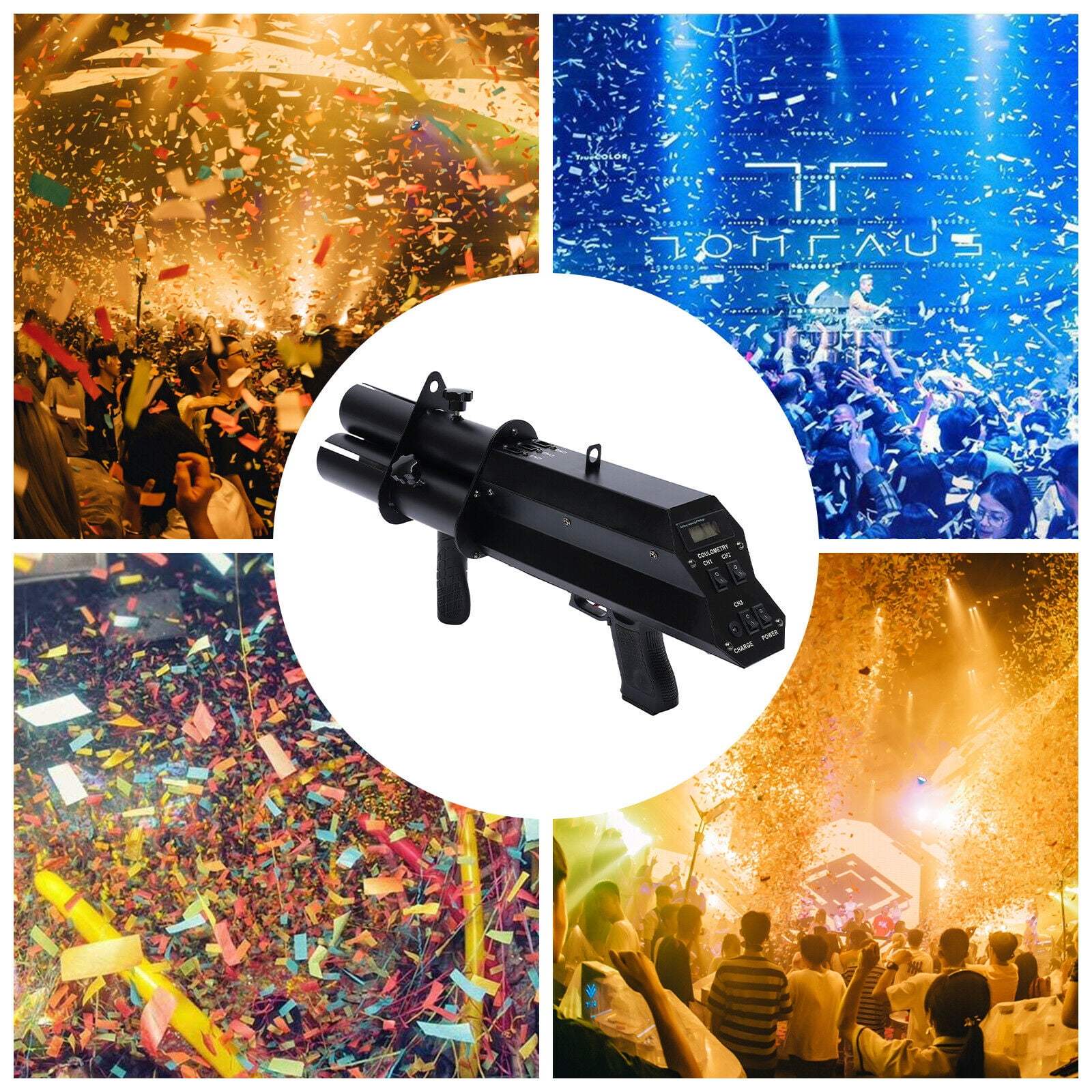 Fichiouy Handheld 3 Tube Confetti Gun Confetti Cannon Launcher for KTV ...
