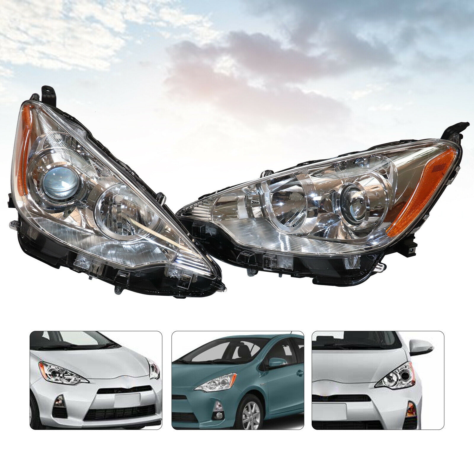 Fichiouy Headlight Assembly For Prius C 2012 2013 2014 Replacement ...