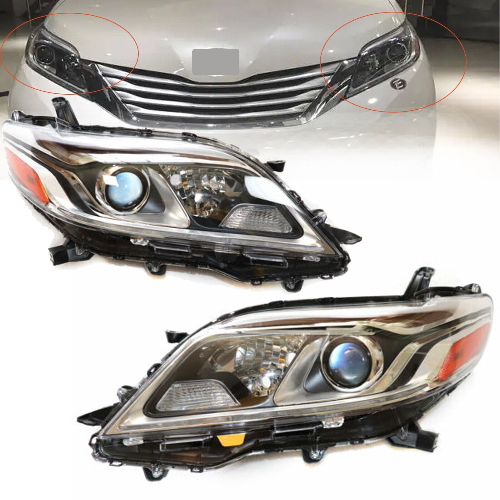 Fichiouy Headlights with DRL Headlamps Headlight Assembly Replacement ...