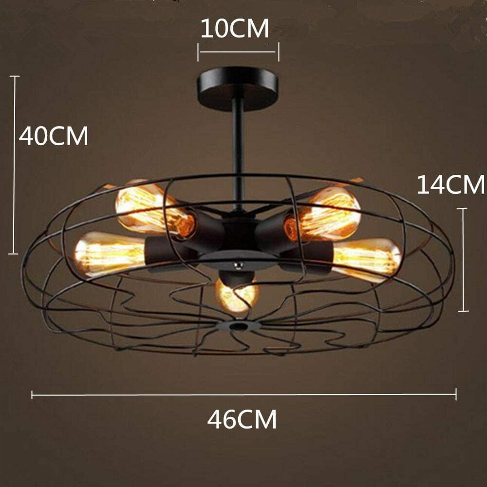 Fichiouy Industrial Ceiling Light Cage Pendant Chandelier Metal Cage ...