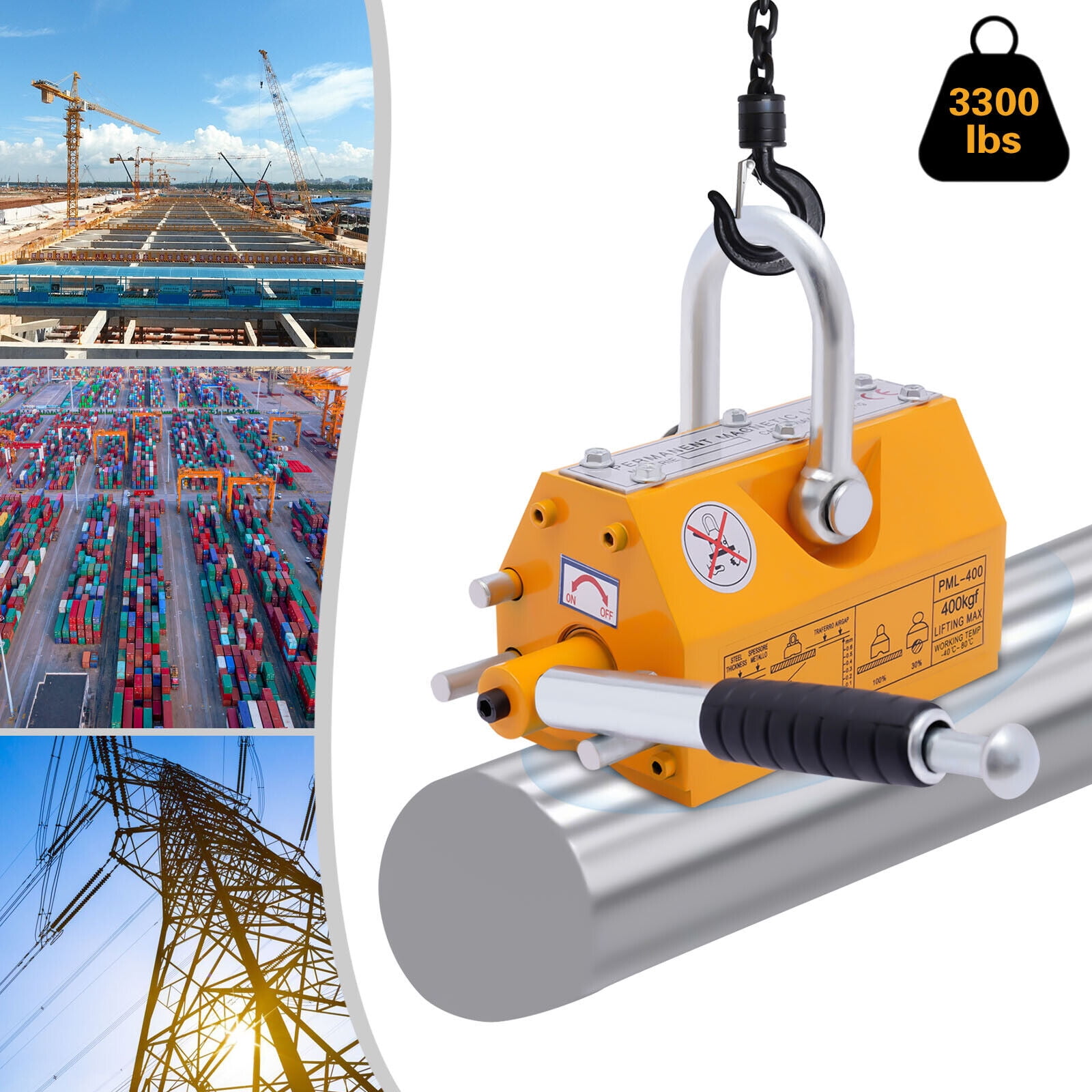 Fichiouy Magnetic Lifter with Release Heavy Duty Magnet Lifting Hoist ...