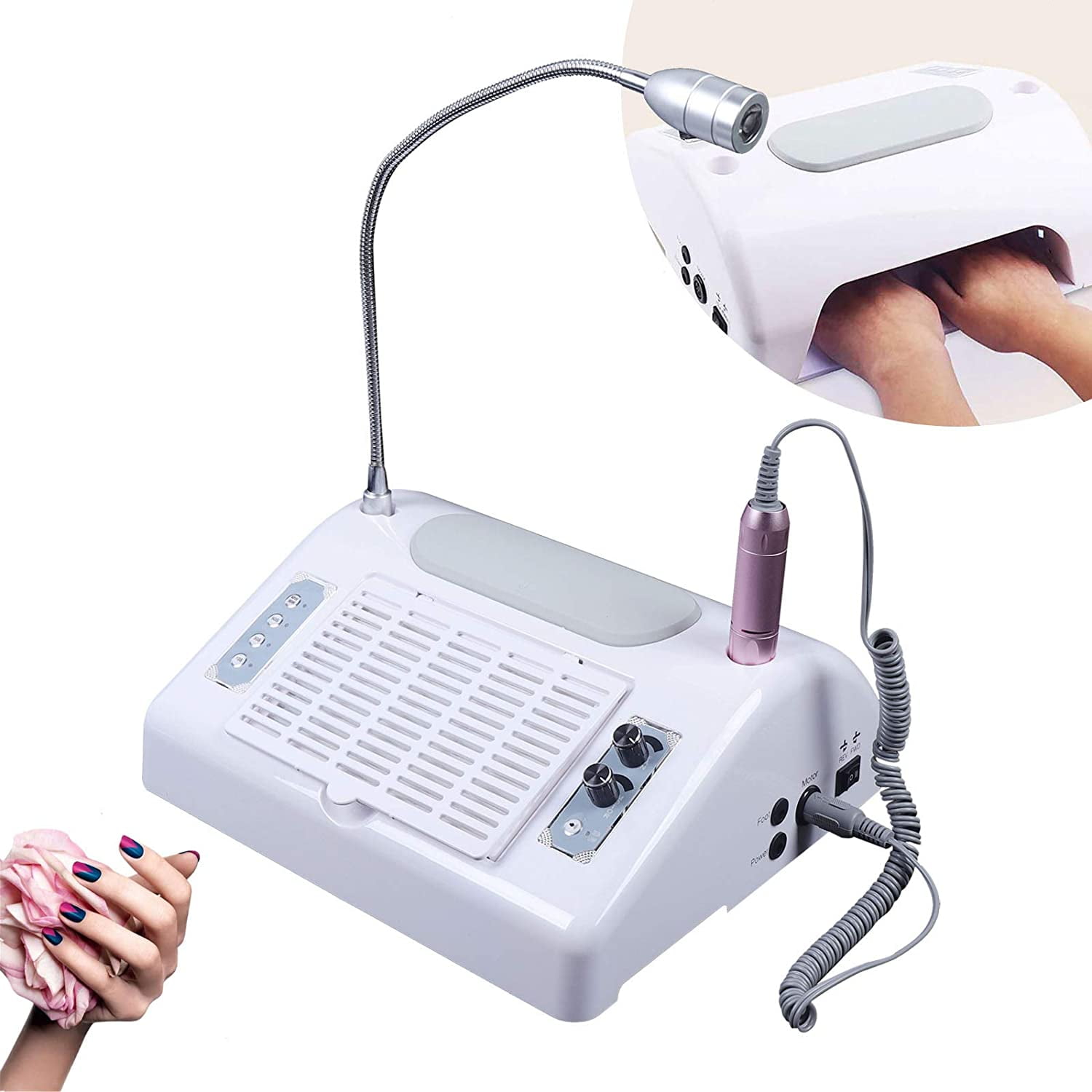 Fichiouy Manicure Machine,5in1 LED Nail Lamp Dryer, Equipped with Nail ...
