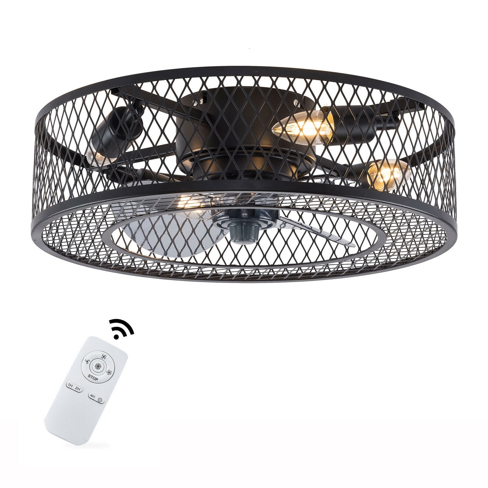 Fichiouy Modern 18" Ceiling Fan with Lights Base Fans with Remote 3 ...