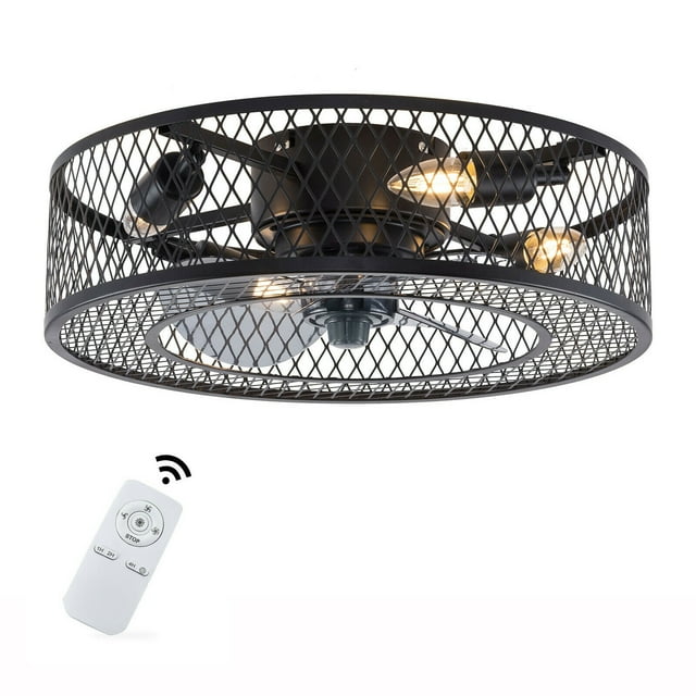 Fichiouy Modern 18" Ceiling Fan with Lights Base Fans with Remote 3 ...