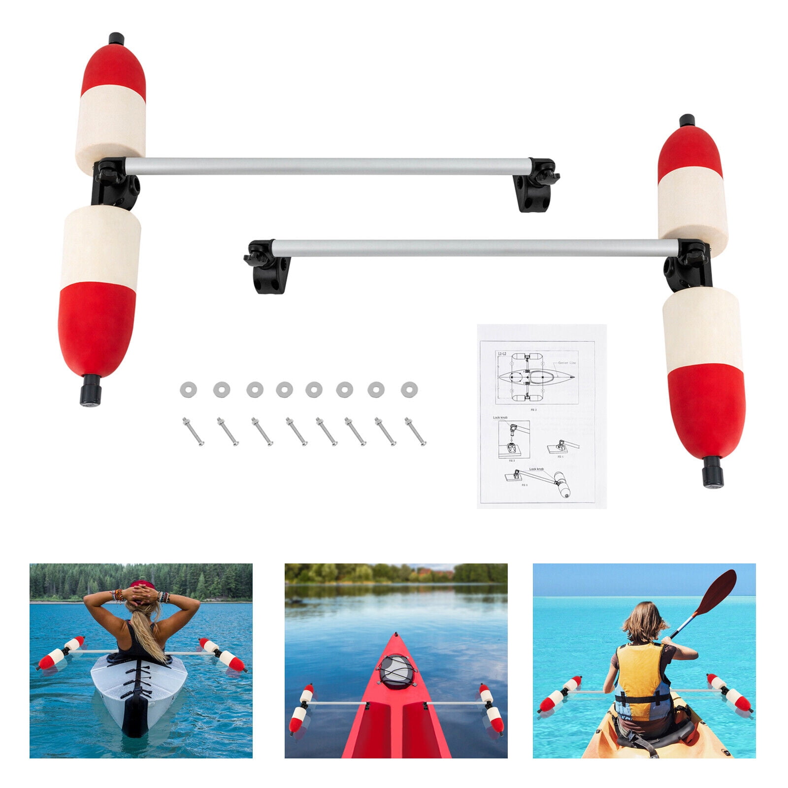 Fichiouy PVC Aluminum Kayak Stabilizer Track Mount Accessories for Most ...