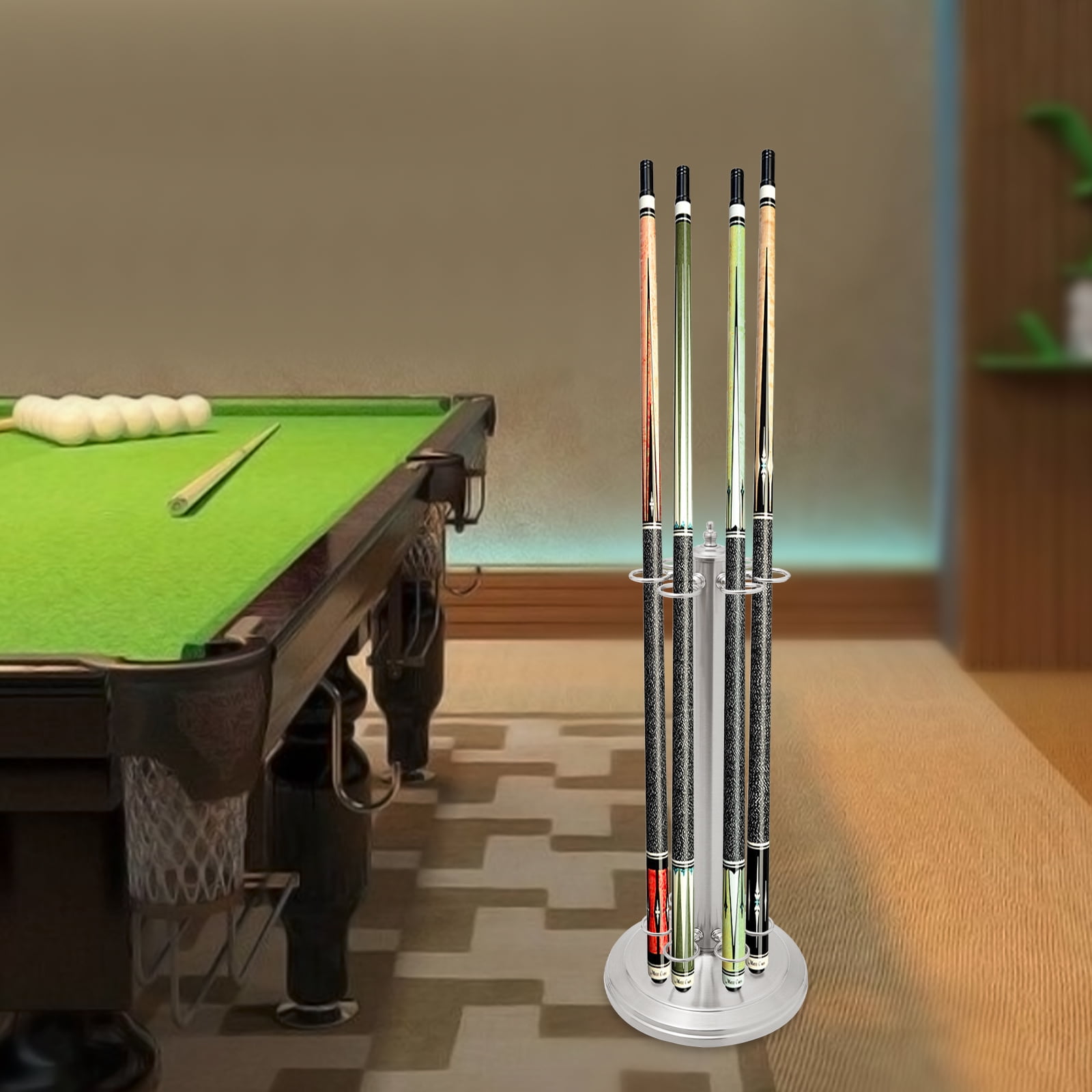 Fichiouy Pool Cue Stand 6 Cue Steel Billiard Pool Cue Organizer Floor ...