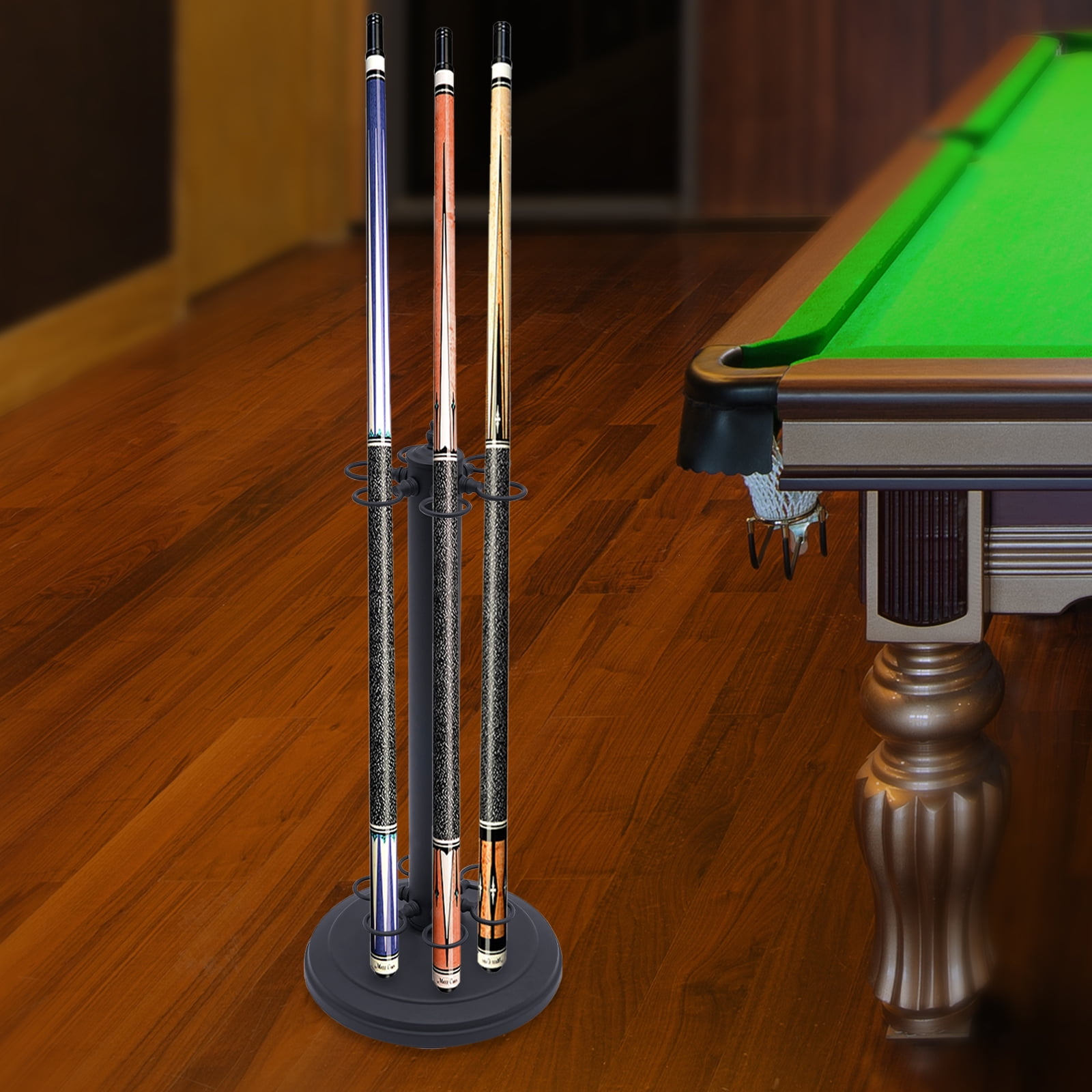 Fichiouy Pool Cue Stand 6 Cue Steel Billiard Pool Cue Organizer Floor ...