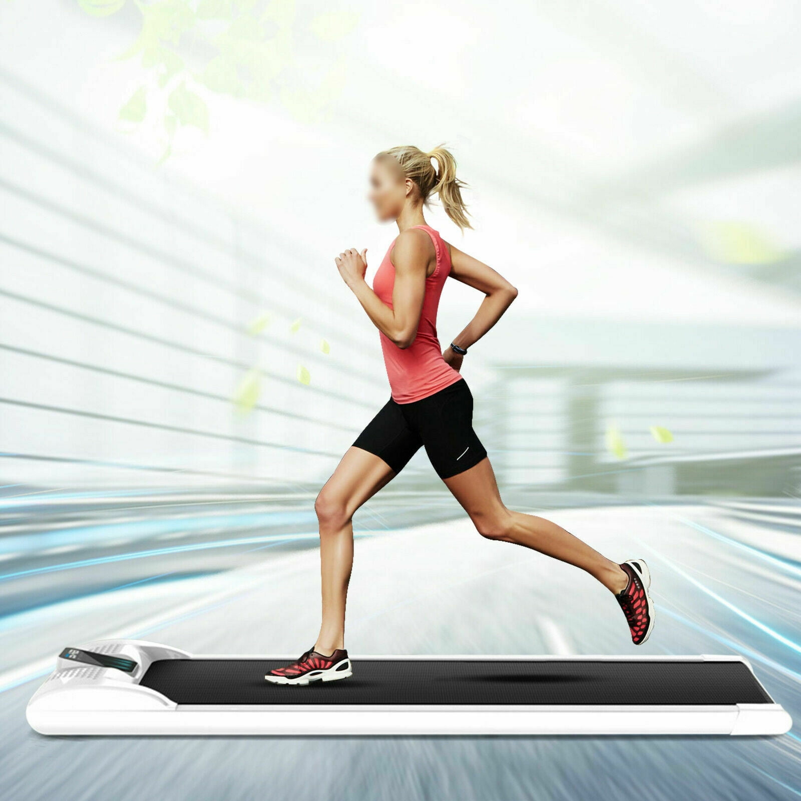 Fichiouy Portable Electric Treadmill, Quiet Under Desk Walking Pad with ...