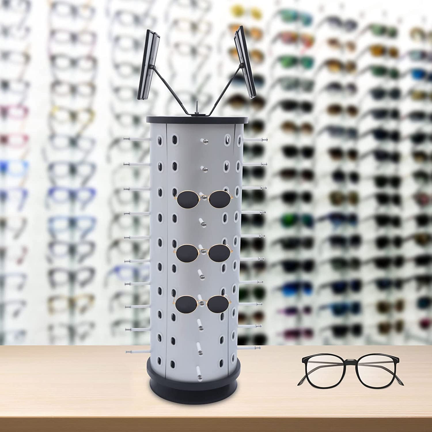 Fichiouy Round 360° Rotating 40 Pairs Sunglasses Display Stand with ...