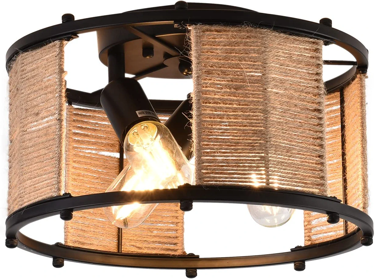 Fichiouy Rustic Pedant Lamp Hand-woven Wicker Rattan Shade Ceiling ...
