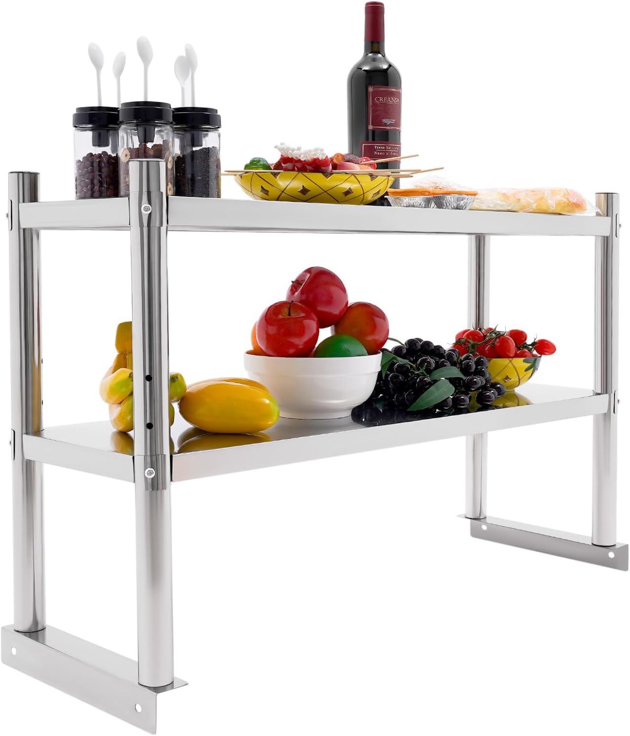 Fichiouy Stainless Steel Shelves Kitchen Storage Shelves Garage ...