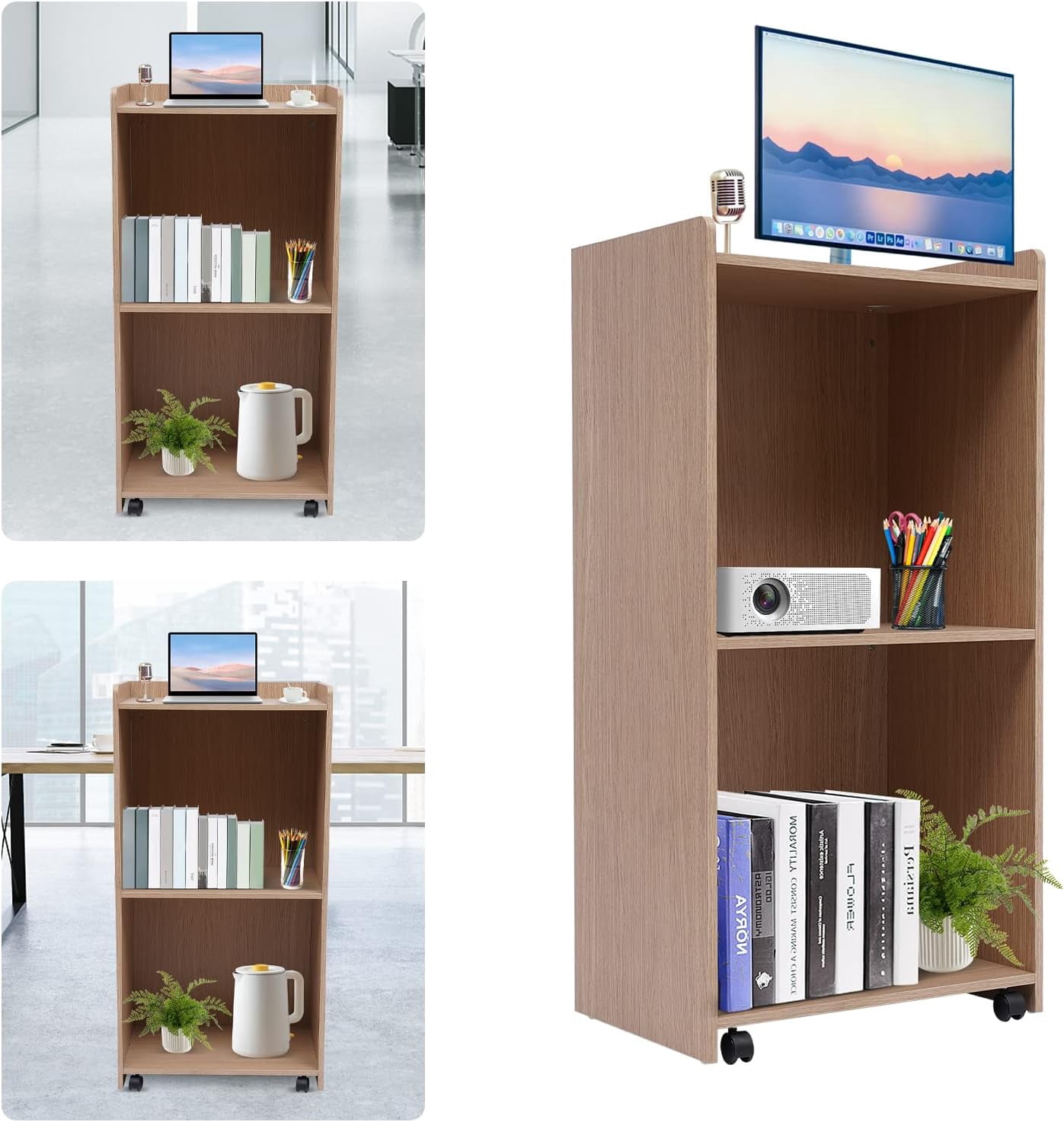 Fichiouy Wooden Podium Stand for Churches Reception, Classroom, Office ...