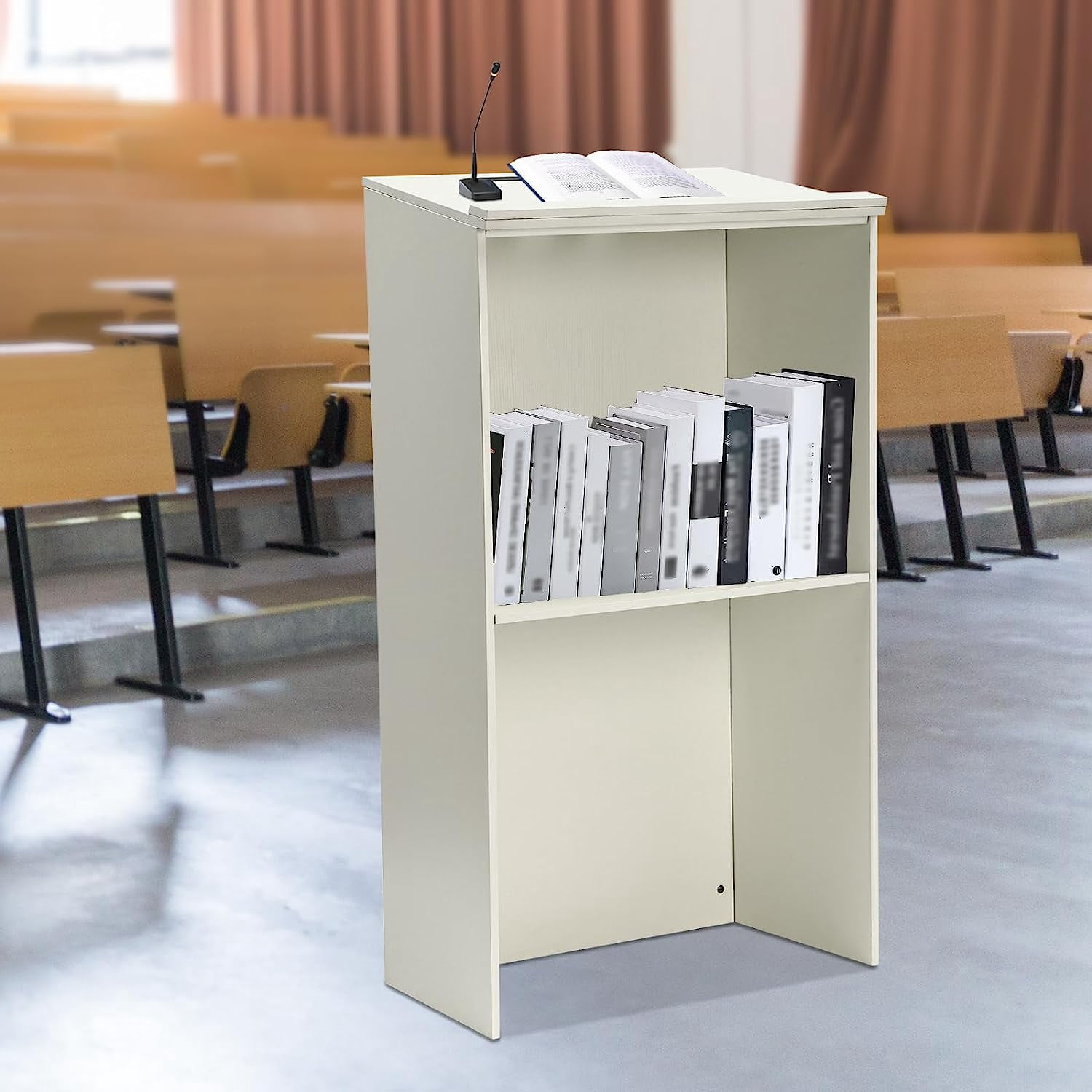 Fichiouy Wooden Podium Stand for Churches Reception, Classroom, Office ...