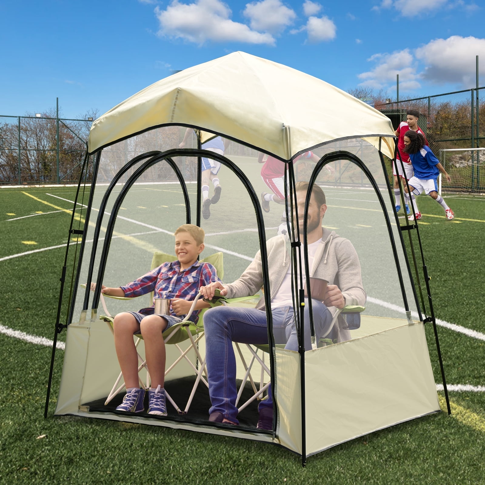 Ficisog 3-Person Pop-Up Sports Tent with Top Cover - Walmart.com