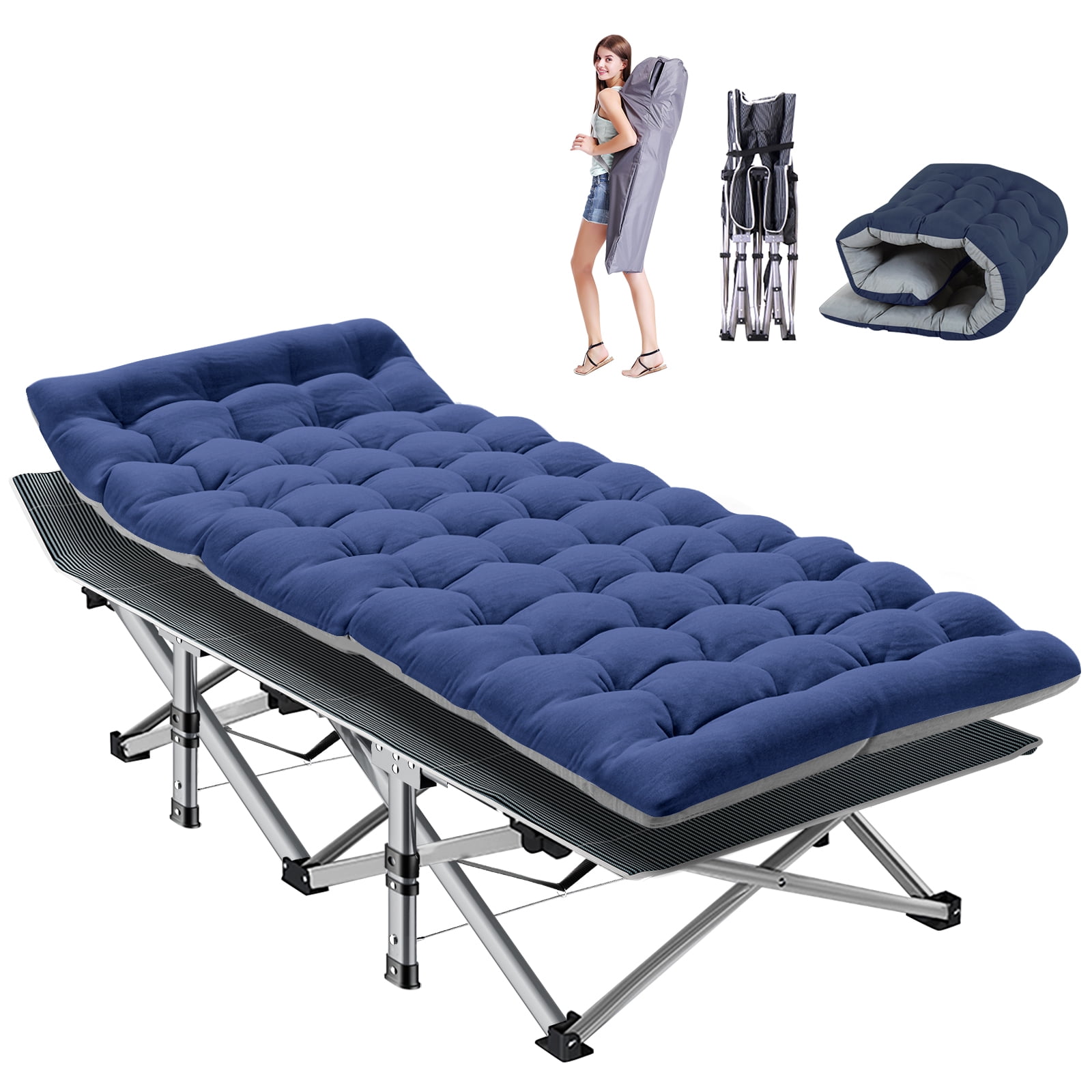 Ficisog Adult Folding Camping Cot, Cot Bed with Mattress and Carry Bag ...