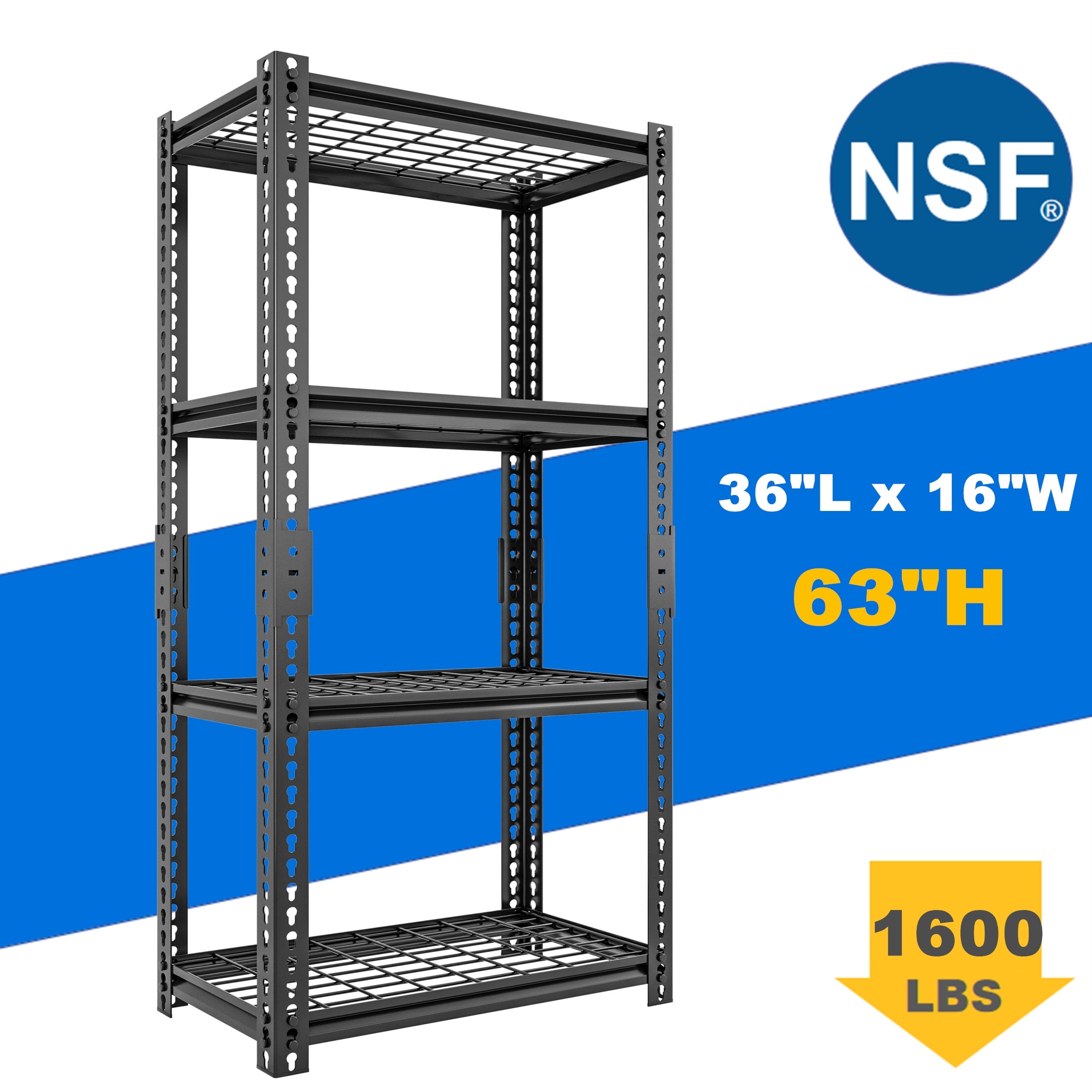 Ficisog 63" Heavy Duty Steel Wire Shelving Units, 4 Tier Adjustable ...