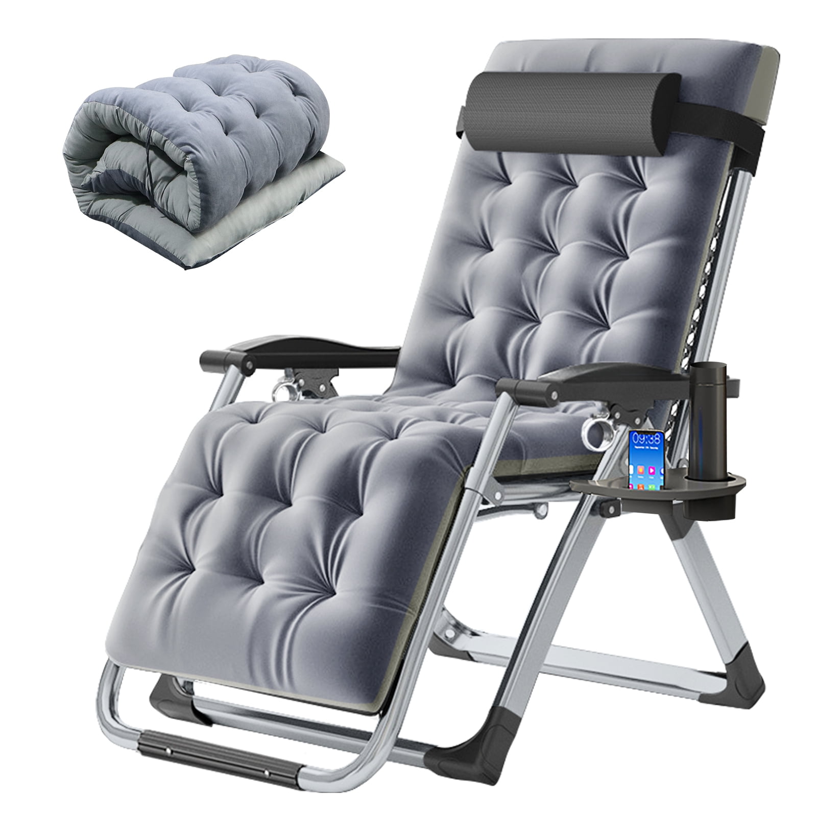Ficisog Deck Patio Lawn Lounger, Folding Zero Gravity Chair with Side ...