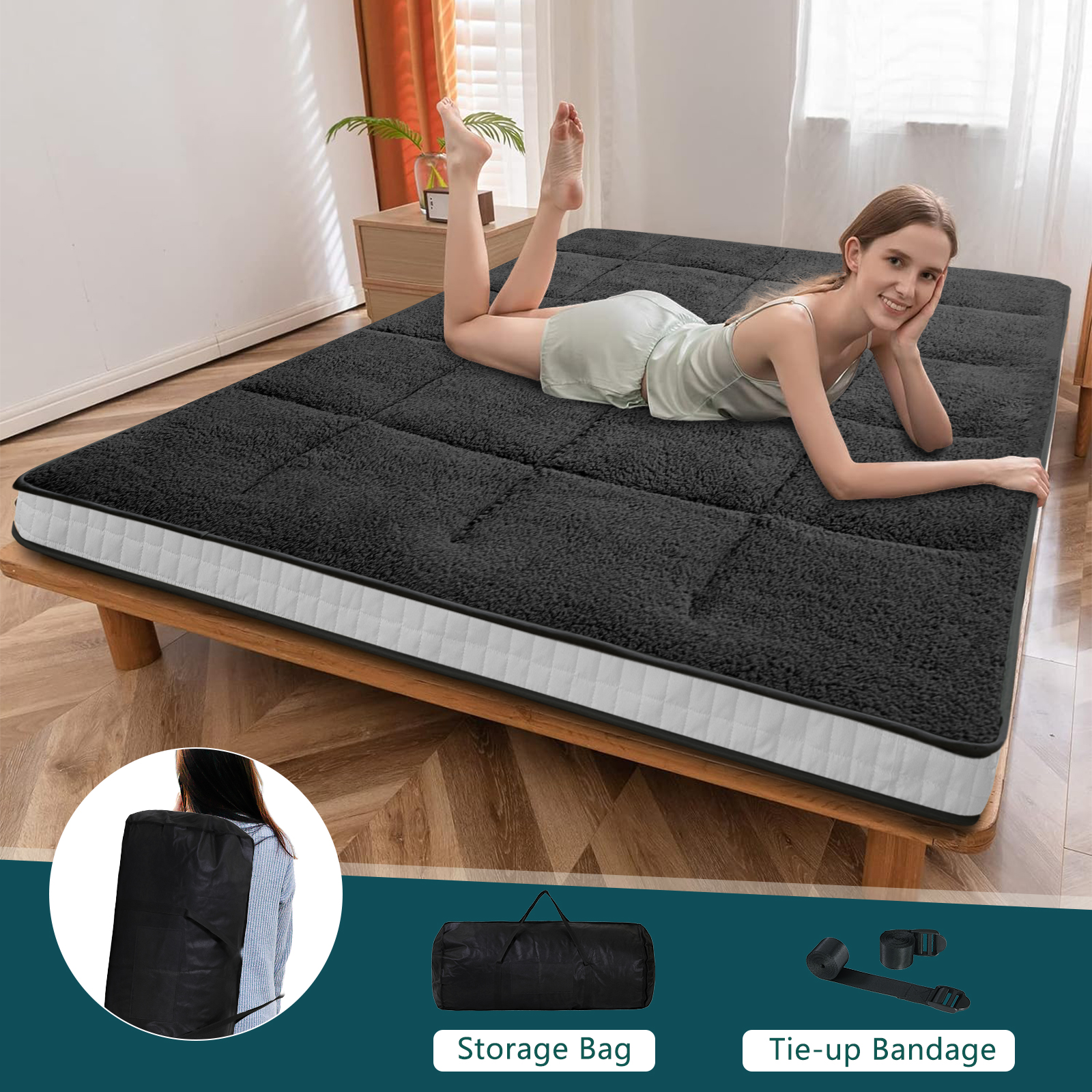Japanese Floor Mattress Futon Mattress Memory Foam Futon Roll Up Guest