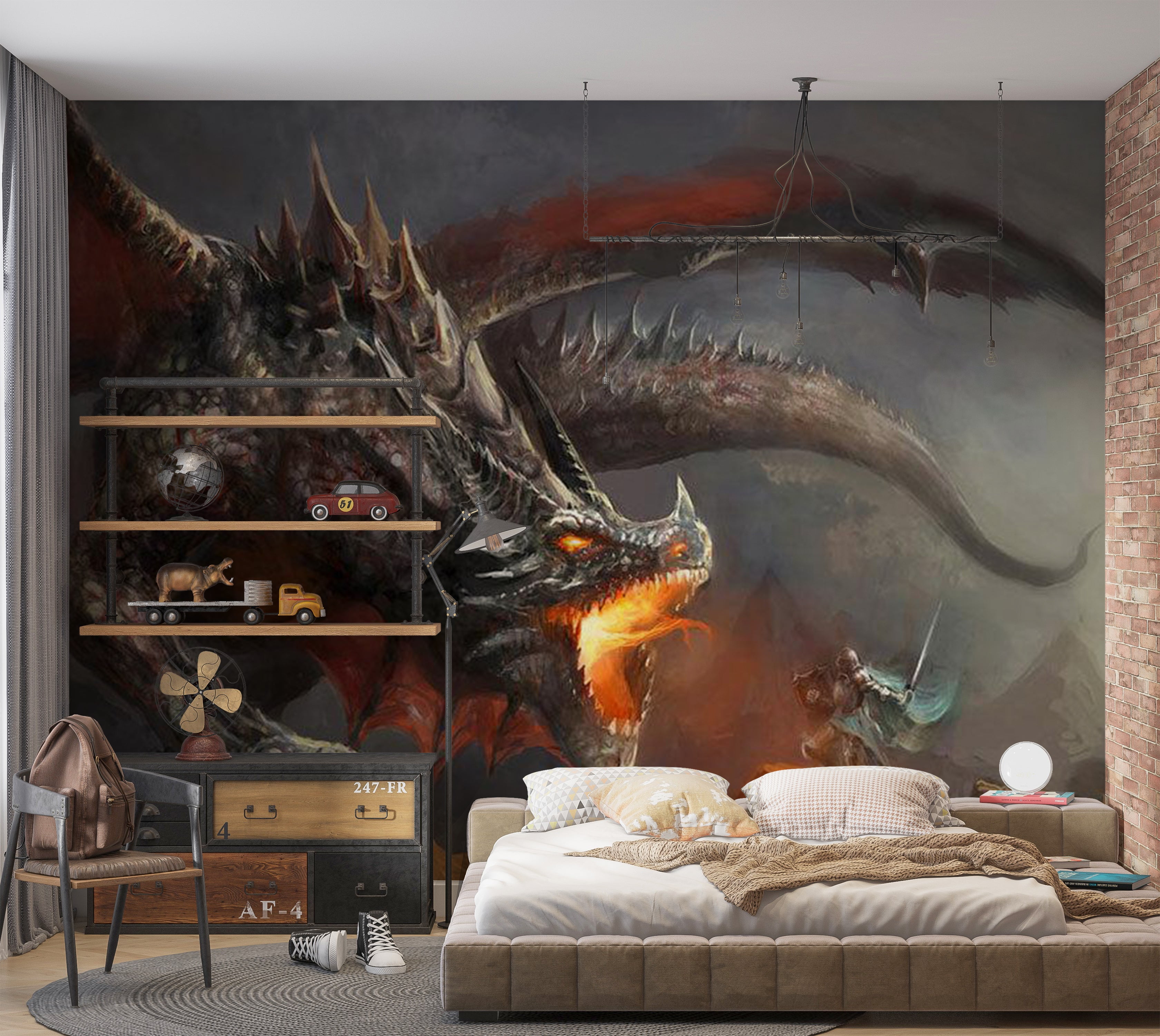 Fiction Wallpaper Wall Mural - Dragon Fire - Walmart.com