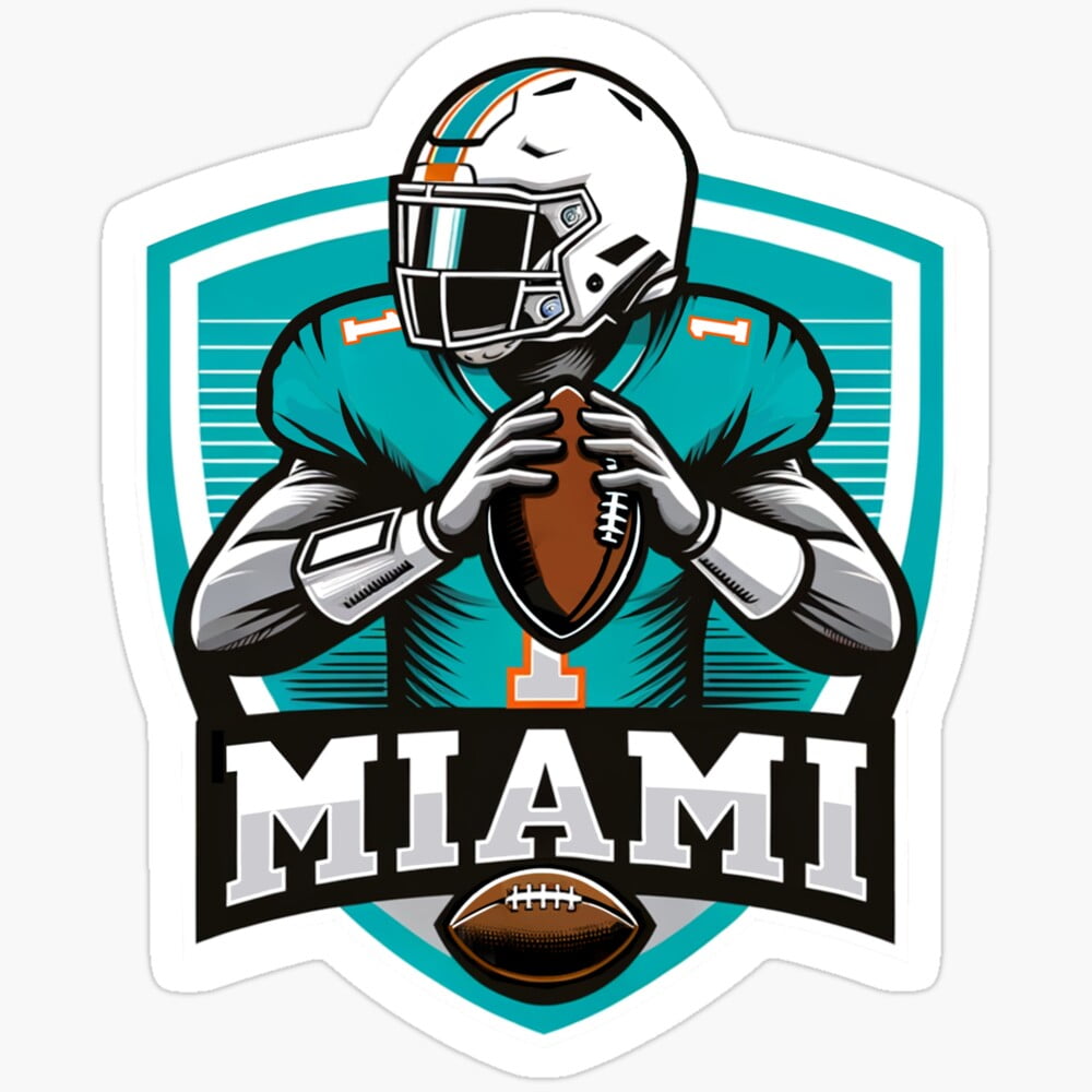 Fictional Miami Quarterback #1 Shield Logo Sticker Baseball Sticker ...