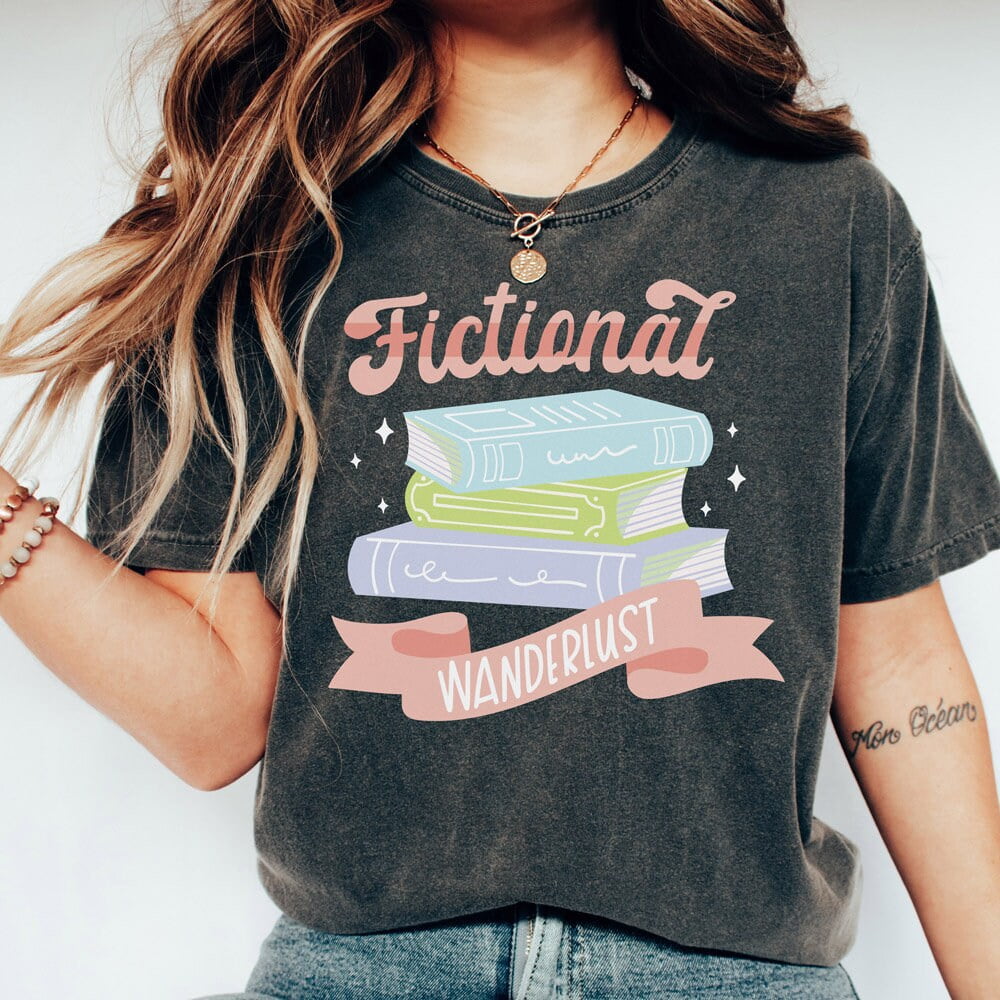Fictional Wanderlus Tee, Trendy Graphic T-Shirt, Cute Reading ...