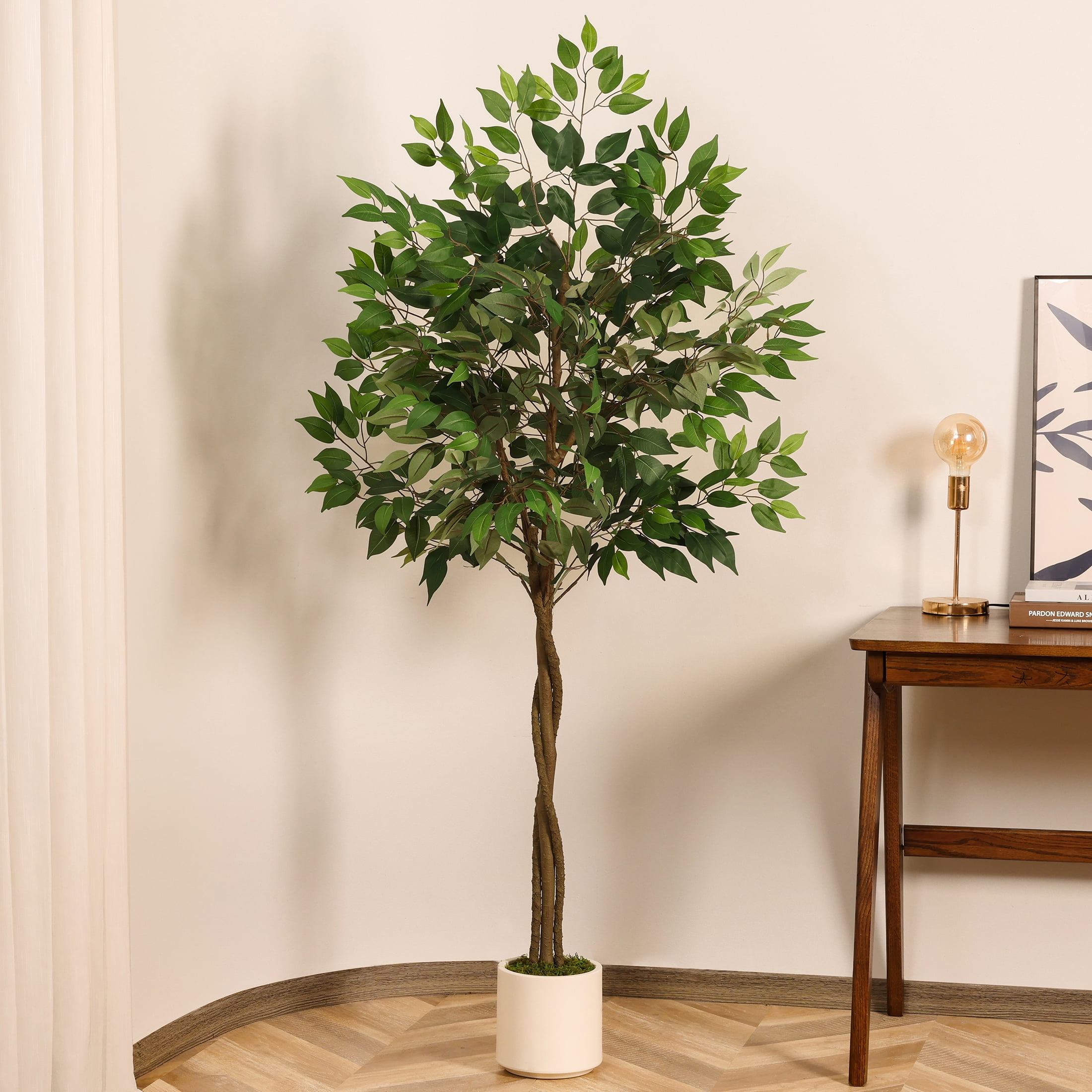 Ficus Artificial Tree 5ft Tall Fake Ficus Tree for Home Decor Indoor ...