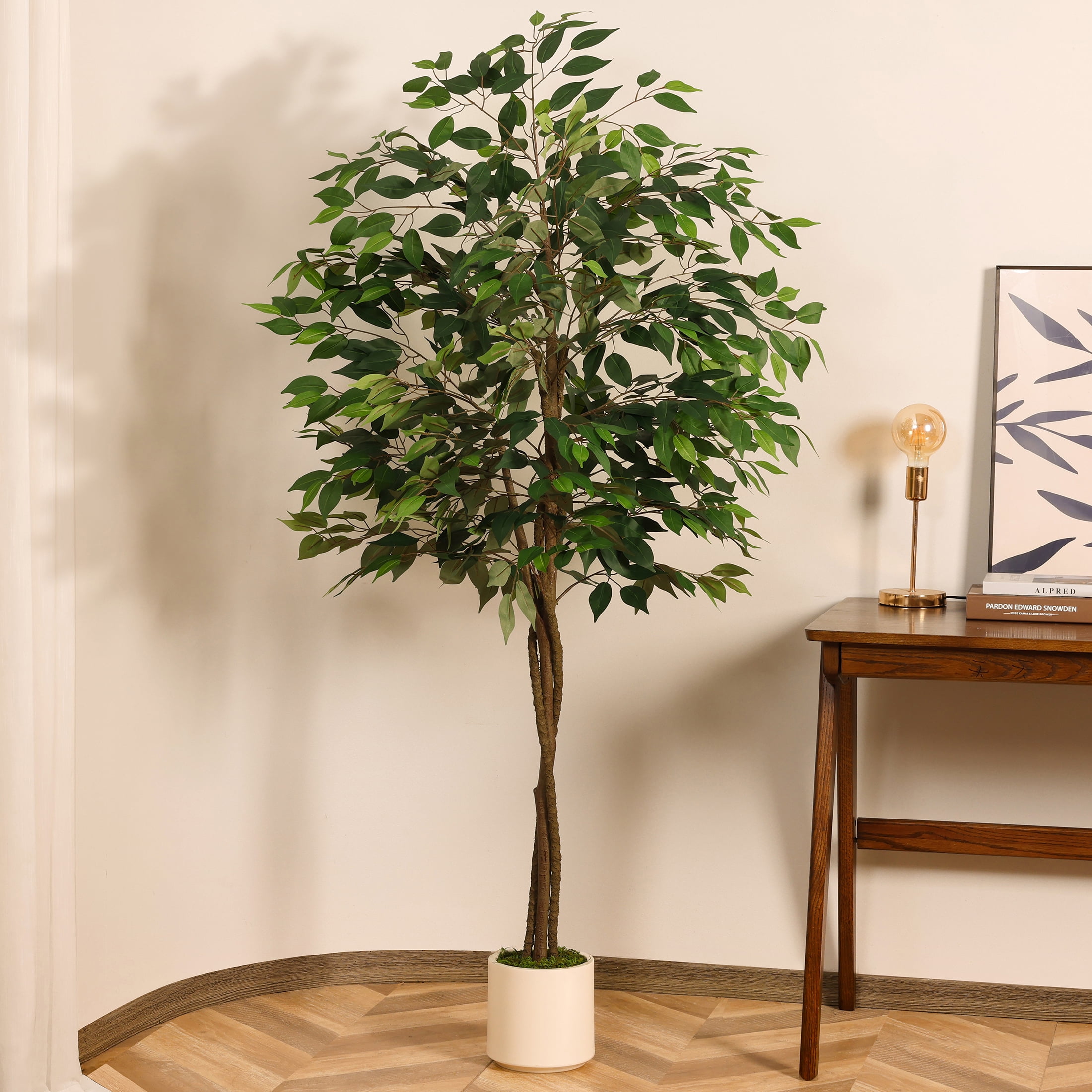 Ficus Artificial Tree 6ft Tall Fake Ficus Tree for Home Decor Indoor ...