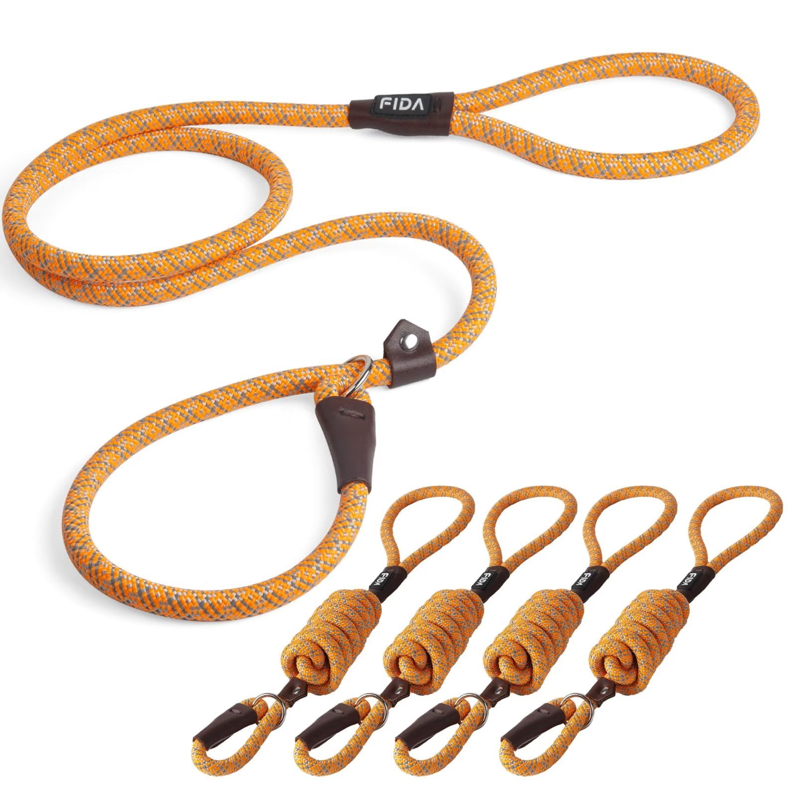 Fida Durable Slip Lead Dog Leash Bulk Pack of 5, Heavy Duty 1/2" x 6 FT ...