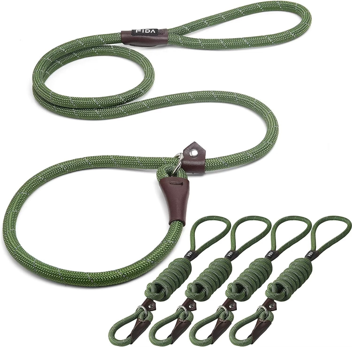 Fida Durable Slip Lead Dog Leash Bulk Pack of 5, Heavy Duty 1/2" x 6 FT ...