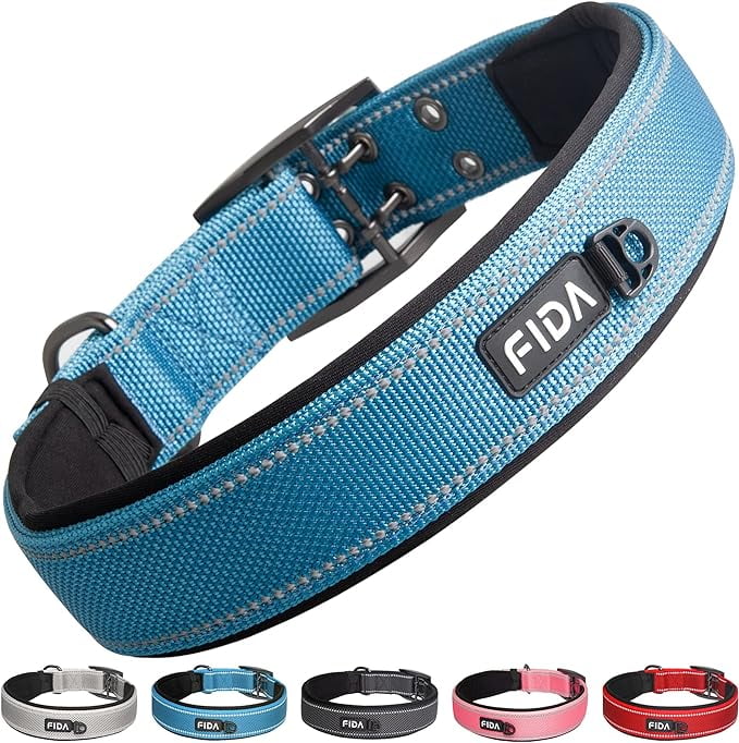 Fida Heavy Duty Dog Collar 1.5” Width, Ultra Soft Neoprene Padded ...