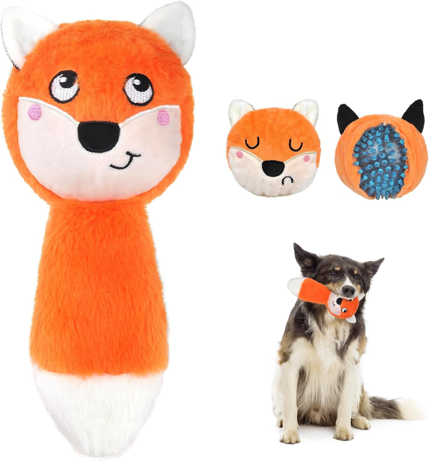 Fida Squeaky Dog Toys for Aggressive Chewers 3 in 1, Dog Chew Toys with 3 Layers,Interactive Dog ...