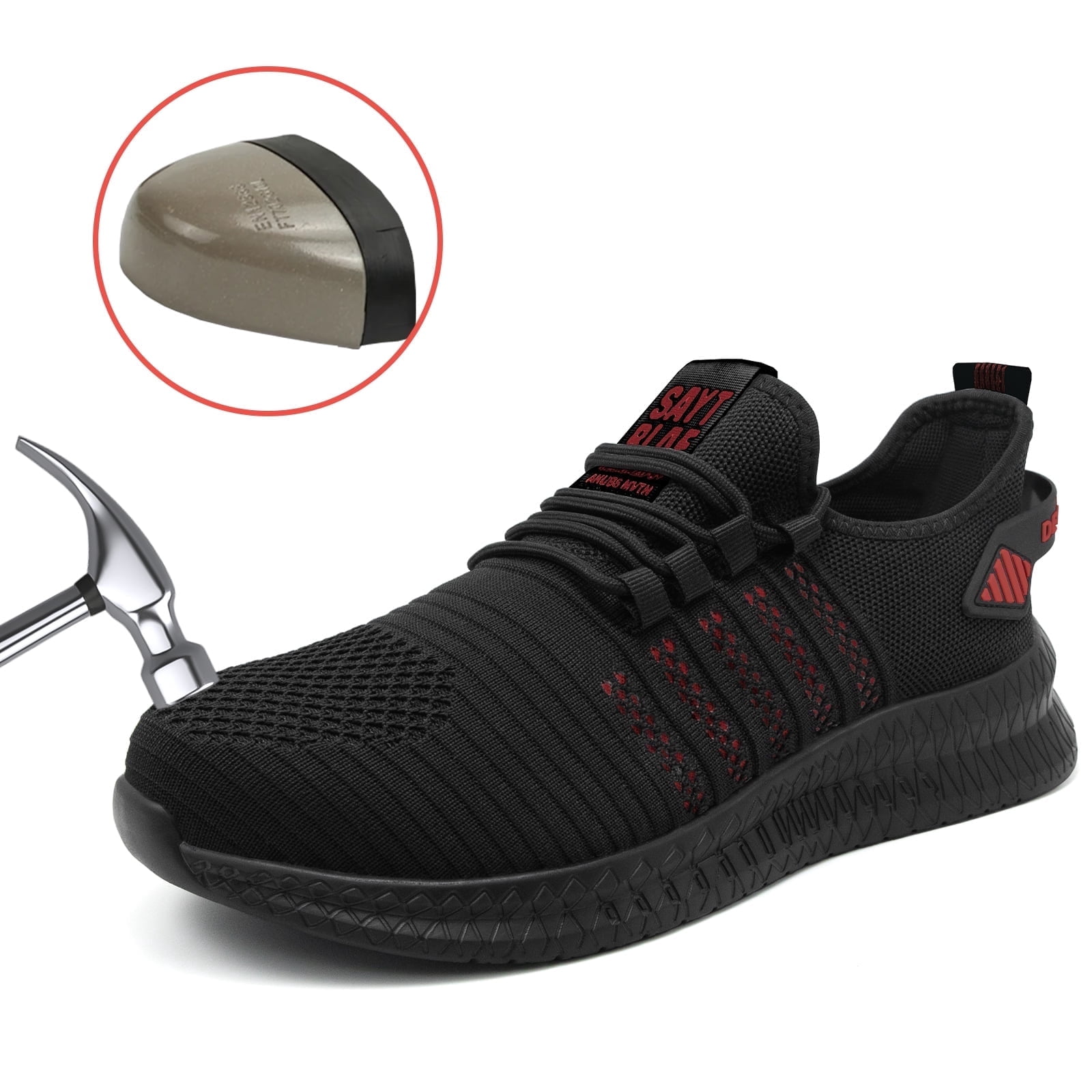 Fidabo Steel Toe Shoes for Men and Women Comfortable Lightweight Work ...