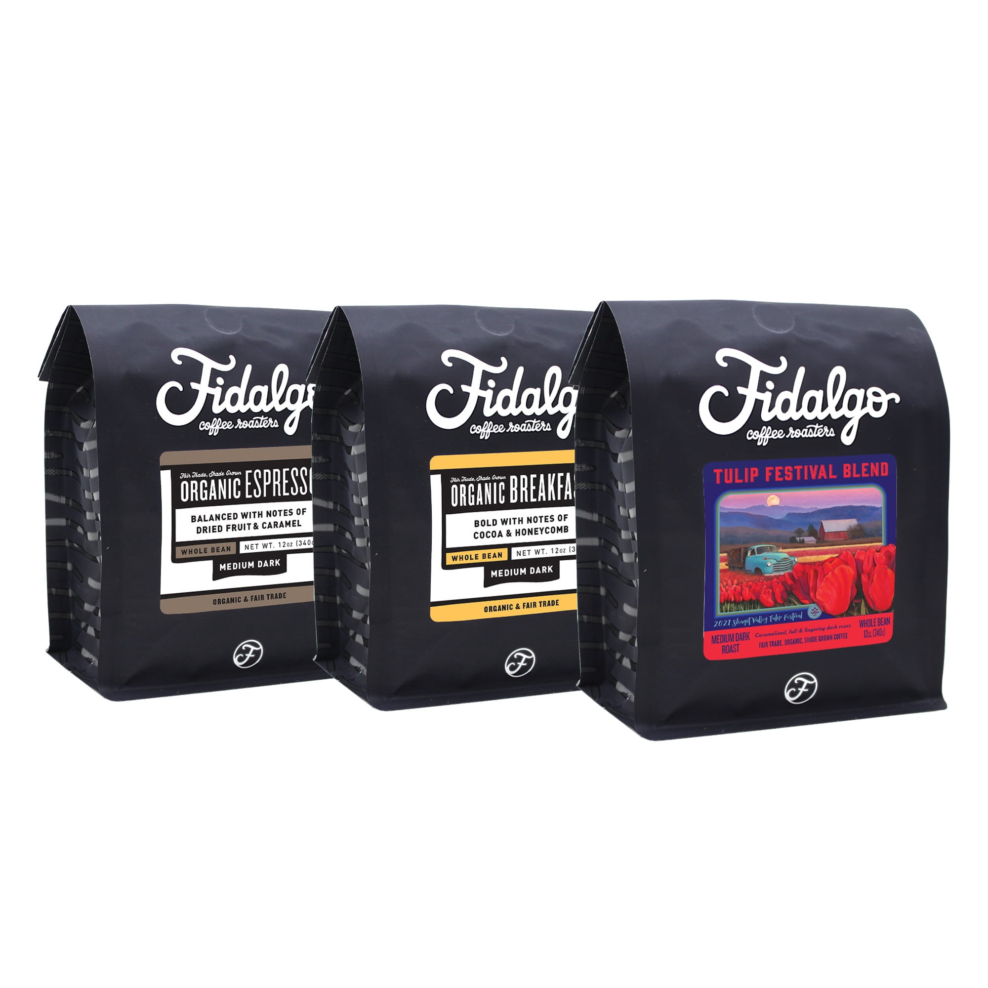 Fidalgo Coffee Value Pack #3 Organic Variety Pack,12-oz Whole Bean, 3 ...