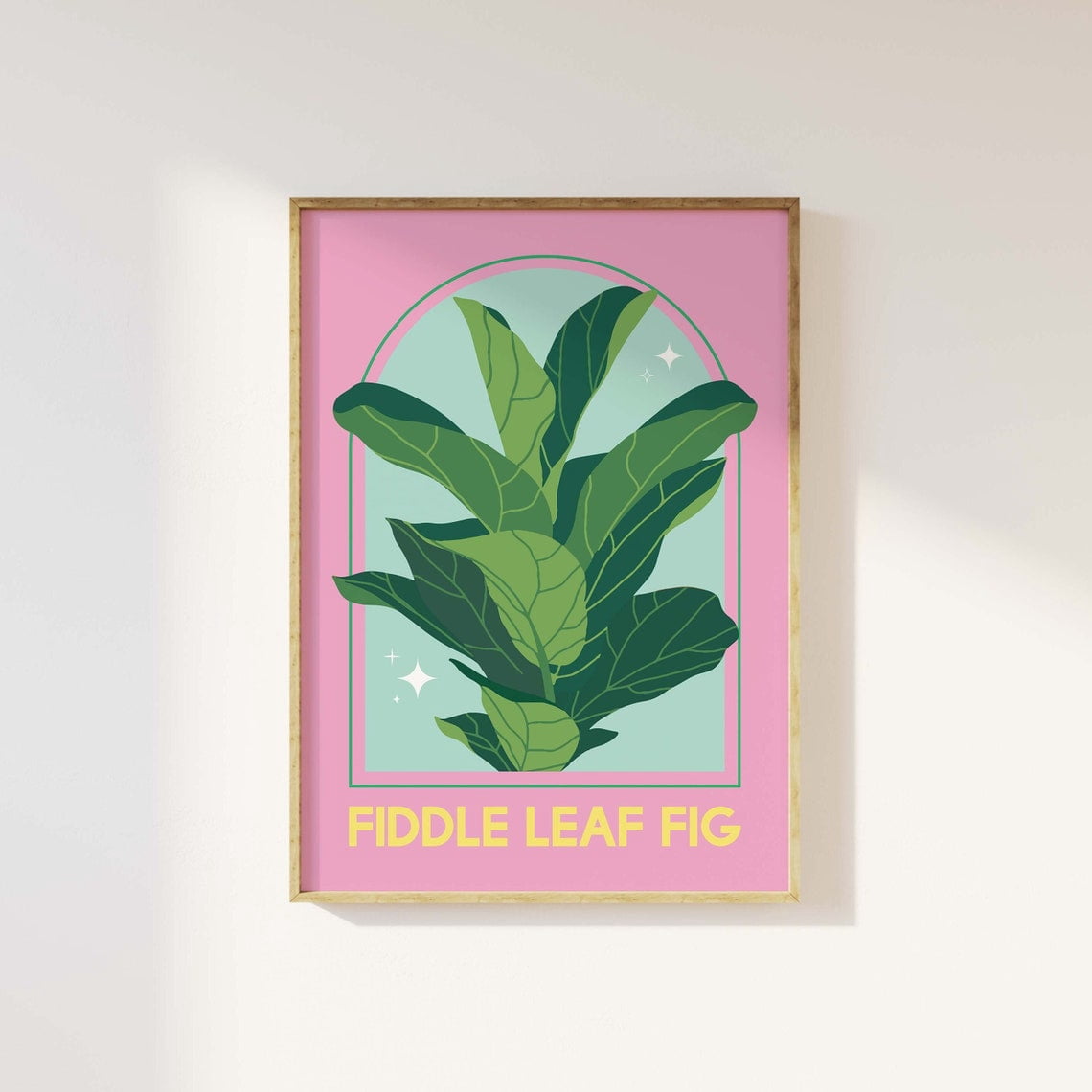 Fiddle Leaf Fig House Plant Poster Abstract Pink Tree Modern Art Cute ...
