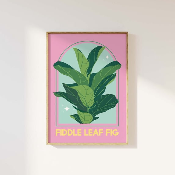 Fiddle Leaf Fig House Plant Poster Abstract Pink Tree Modern Art Cute ...