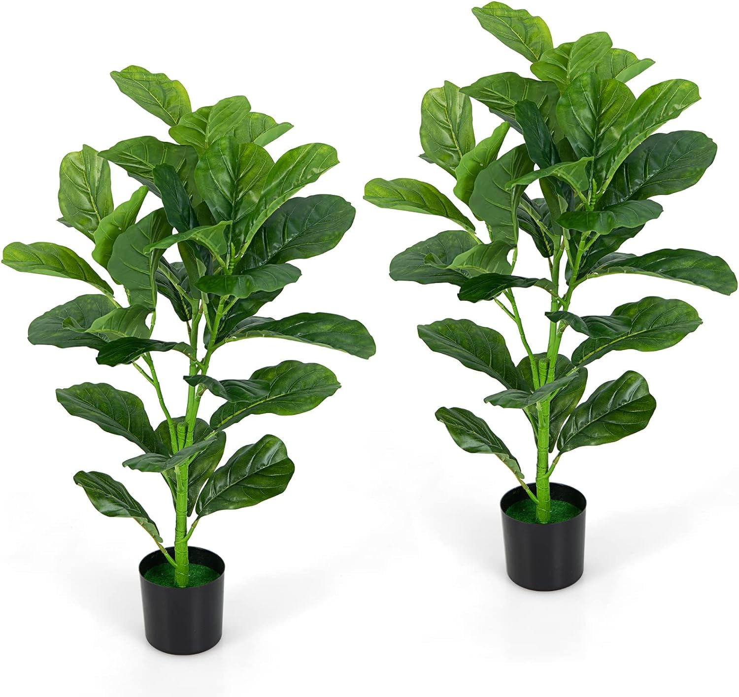 Fiddle Leaf Fig Tree, 3 FT Artificial Tree with 32 Leaves, Green ...