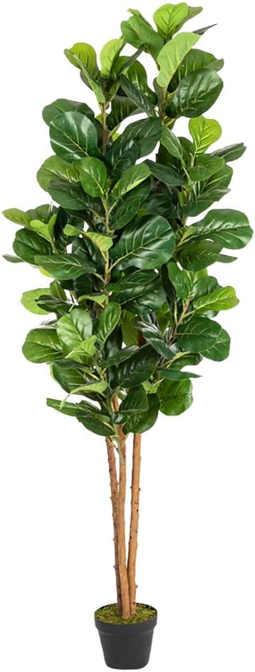 Fiddle Leaf Fig Tree, 6FT Tall Artificial Fake Tree with 156 Realistic ...