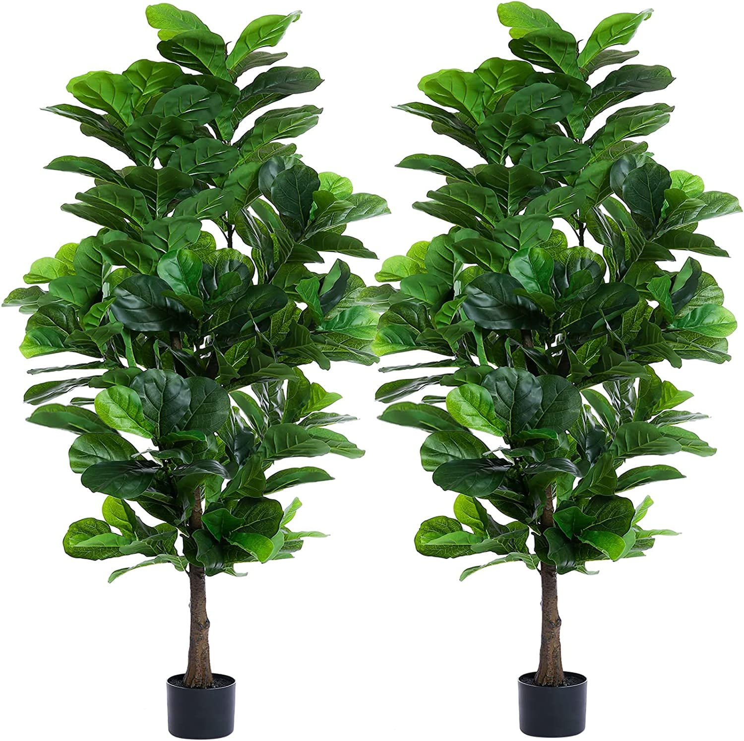 Fiddle Leaf Fig Tree 6ft Tall Artificial Tree in Pot Fake Ficus Plants ...