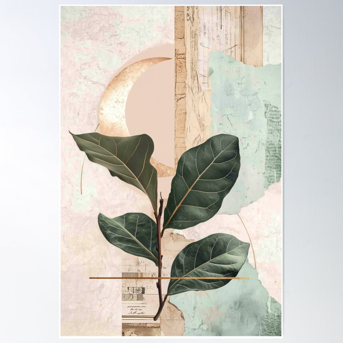 Fiddle Leaf Reflections Poster Wall Art, Modern Wall Decor For Living ...