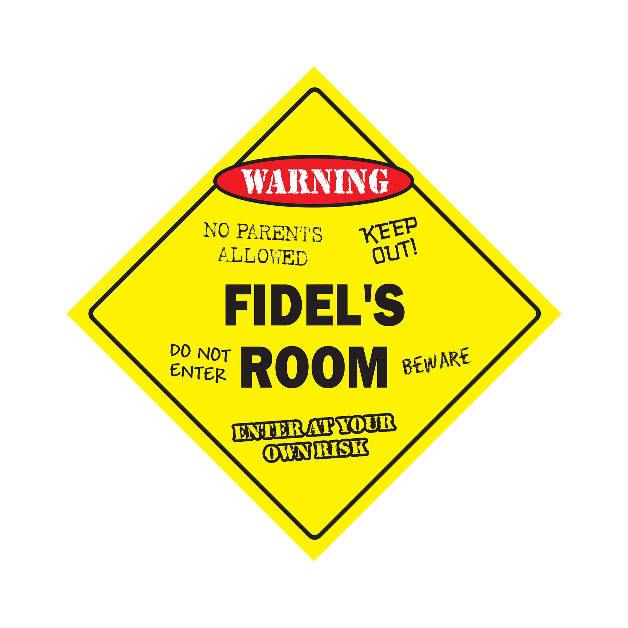 Fidel's Room Sign Crossing Zone Xing | Indoor/Outdoor | 20" Tall kids ...