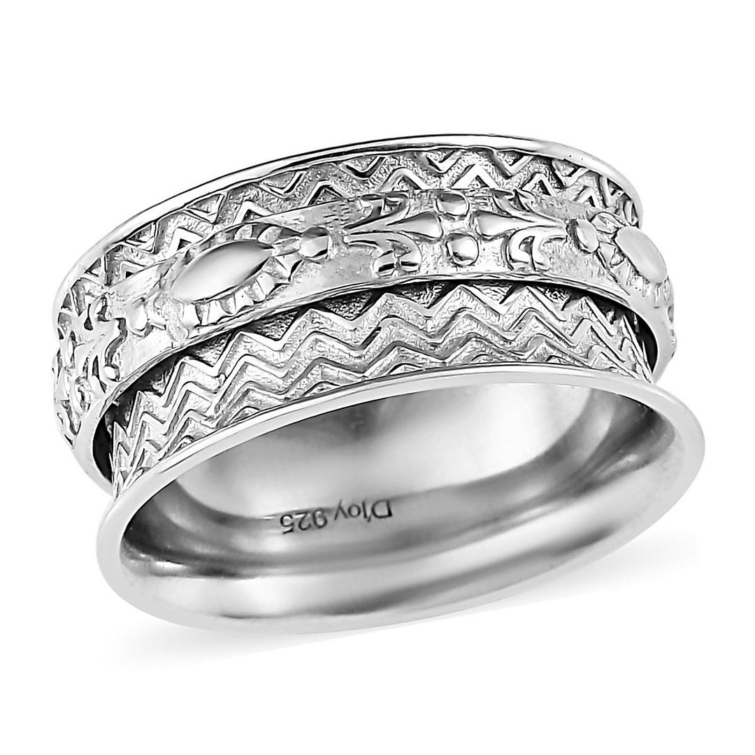 Fidget Anxiety Ring for Women 925 Sterling Silver Spinning Spinner ...